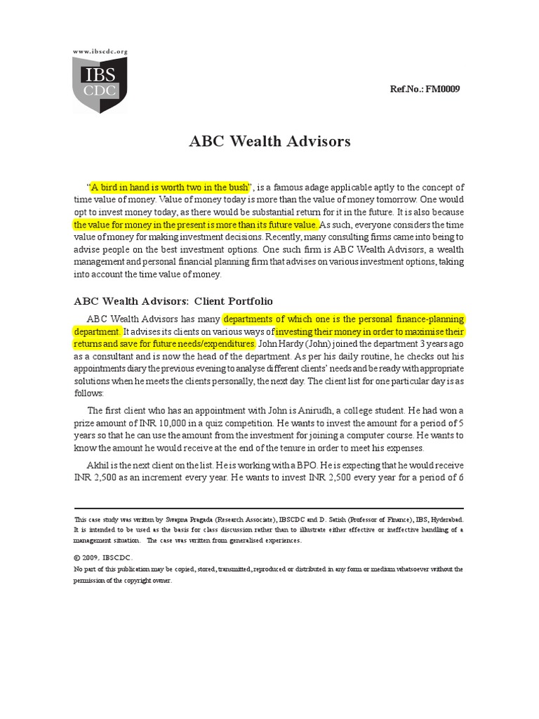 ABC Wealth Advisors | PDF | Mutual Funds | Present Value