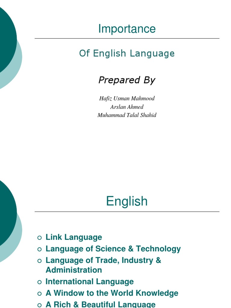 Importance of English Language | PDF | Travel | Language Arts & Discipline