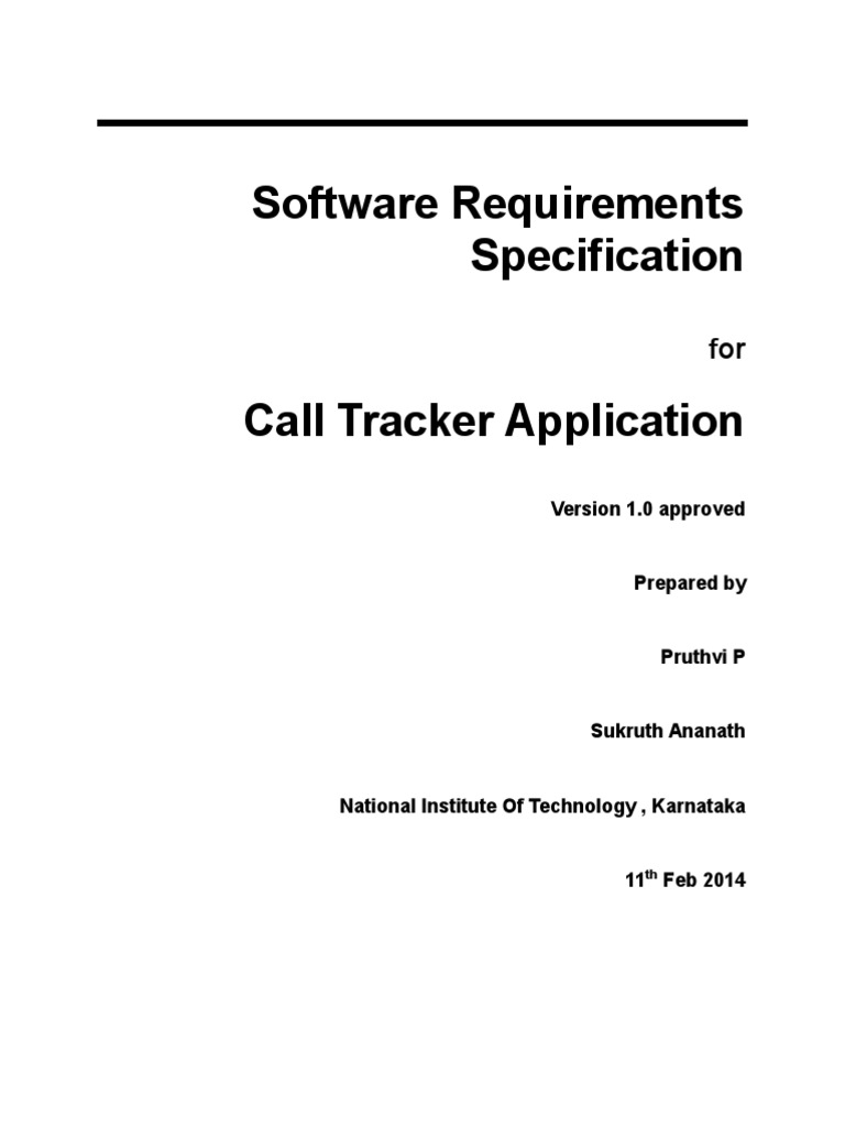 Software Requirement Specification Report For Call Tracking Application ...