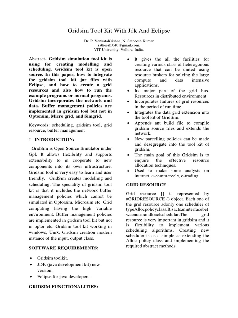 Gridsim Tool Kit With JDK and Eclipse | PDF | Eclipse (Software) | Grid Computing