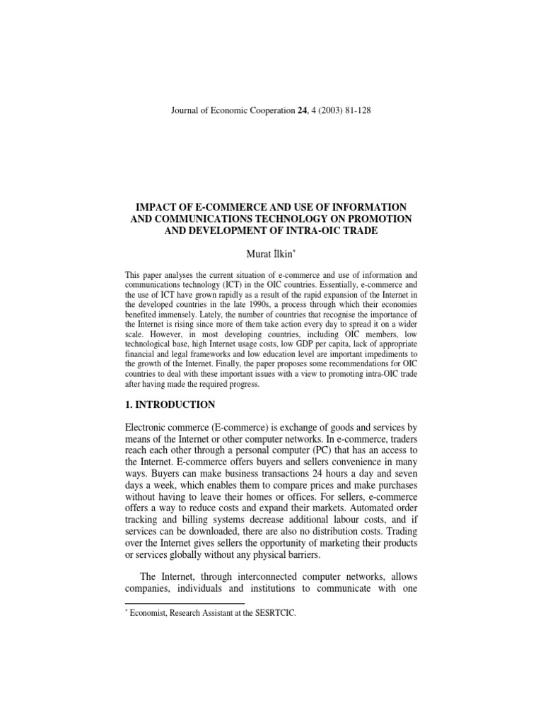 Impact of E-Commerce and Use of ICT | PDF | E Commerce | Internet Access