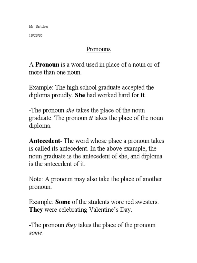 Pronouns Notes | Download Free PDF | Pronoun | Semantic Units