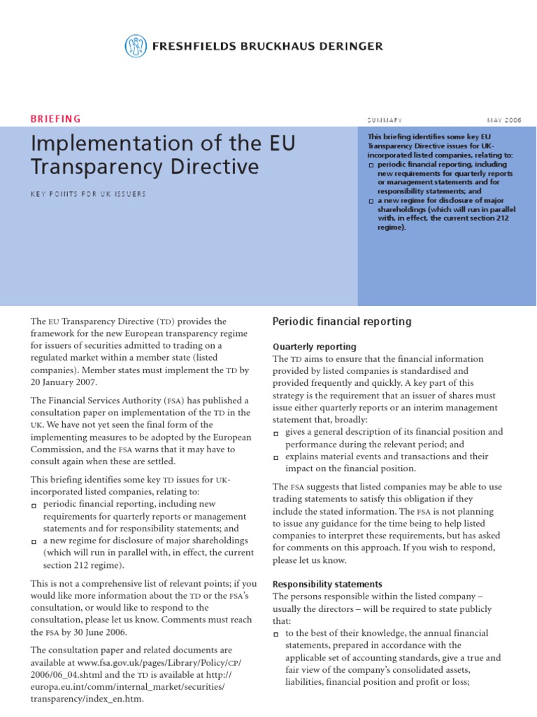 EU Transparency DIrective | PDF | Social Institutions | Social Science