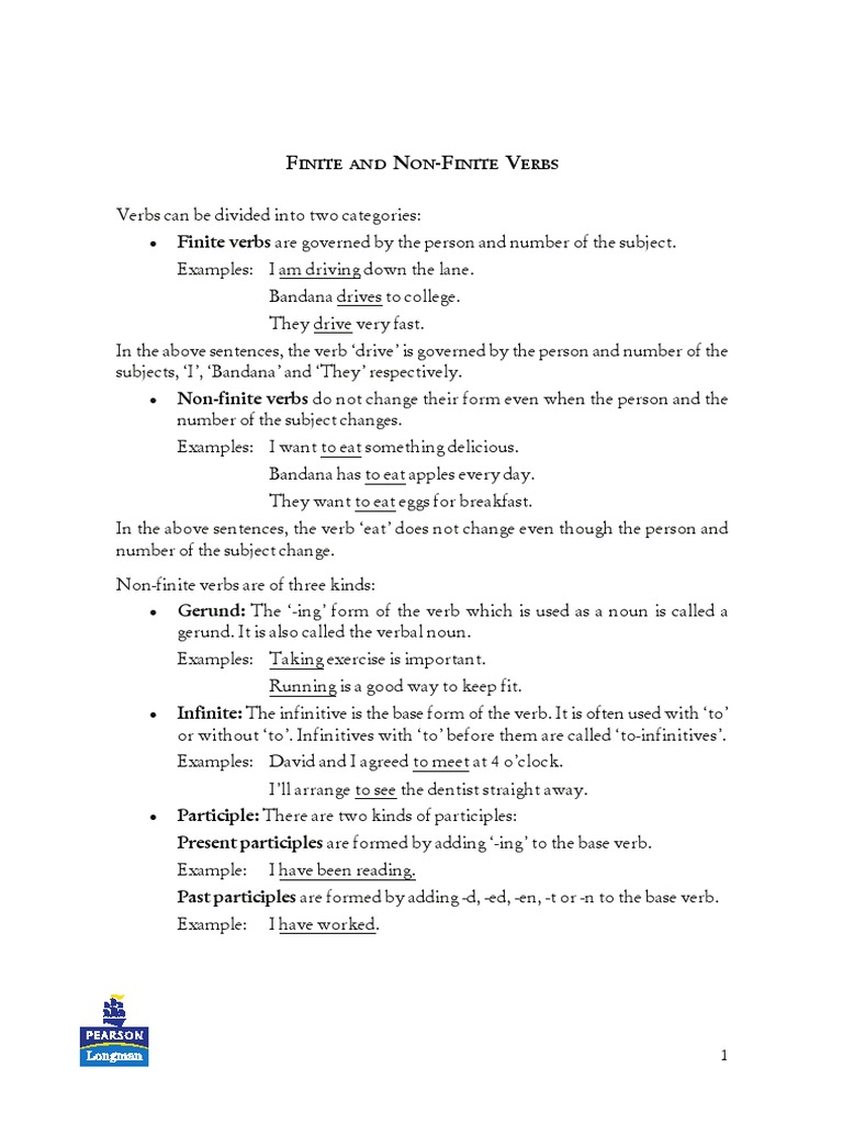 Finite vs Non-Finite Verbs Guide | PDF | Verb | Rules
