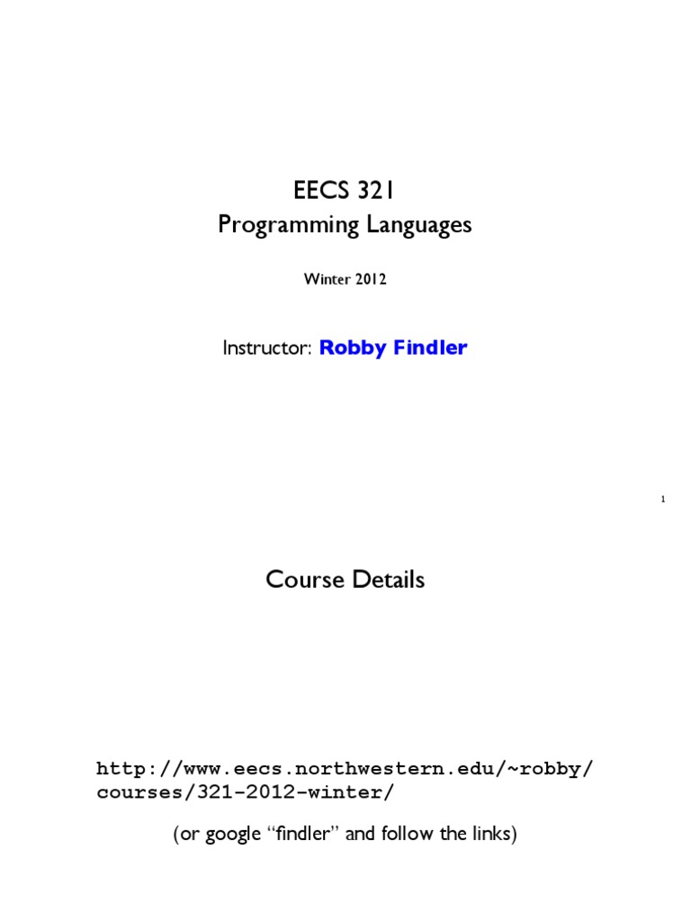 EECS 321 Programming Languages Concepts | PDF | Software Development ...