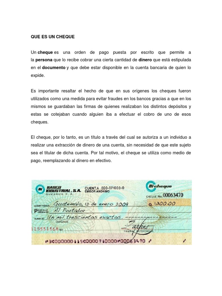 Que Es Un Cheque | PDF | Cheque | Pagaré