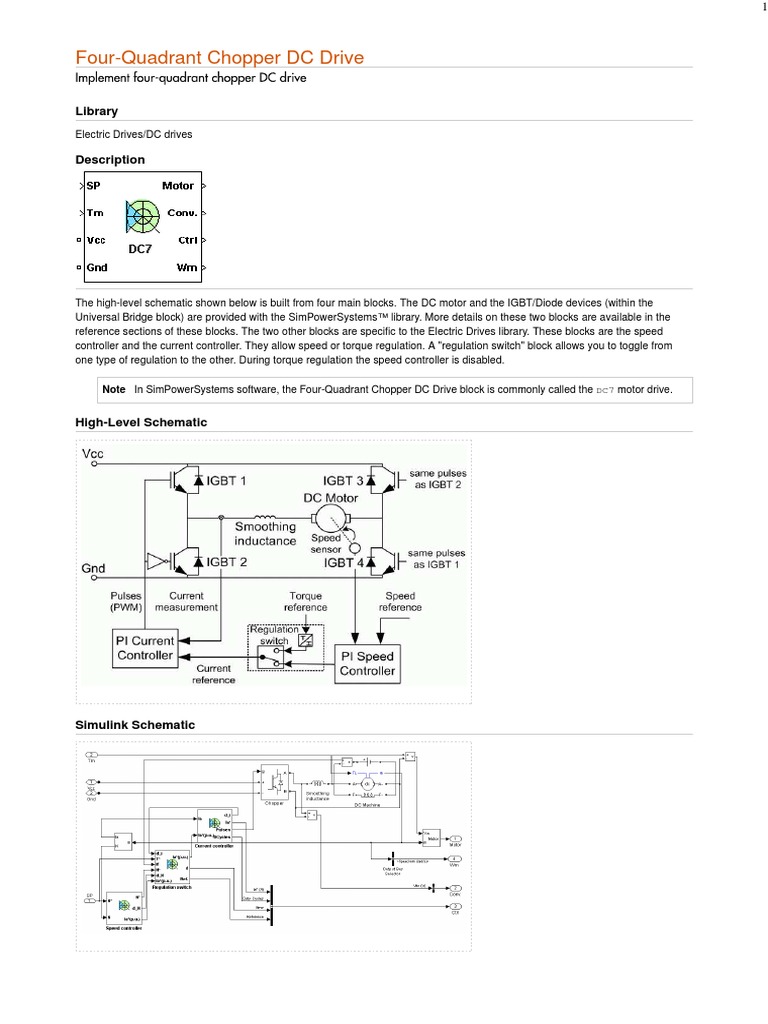 Implement Four-quadrant Chopper DC Drive - Simulink - MathWorks India | Rectifier | Electricity