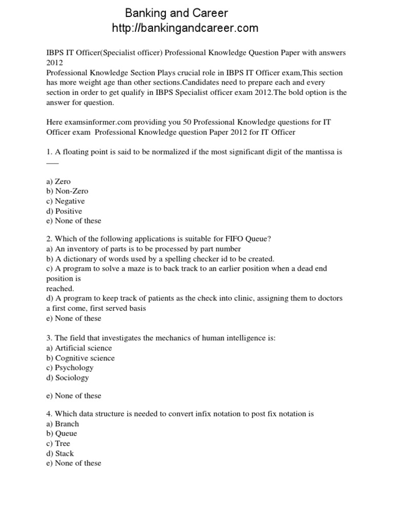 IBPS SO IT Professional-Knowledge Paper | PDF | C (Programming Language ...