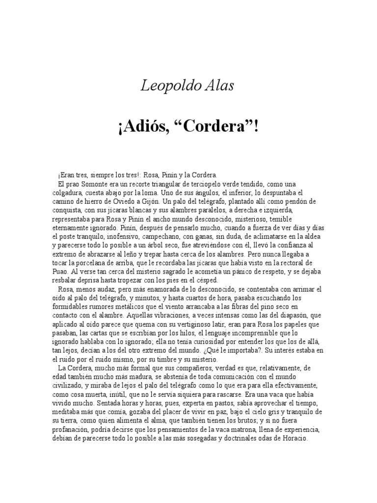 Alas Clarin, Leopoldo - Adios Cordera | PDF | Alimentos | Naturaleza