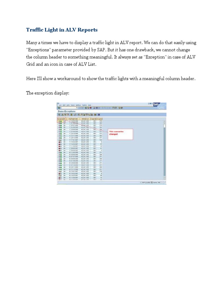 Traffic Light in ALV Reports | PDF | Computer Engineering | Software ... Traffic Light in ALV Reports | PDF | Computer Engineering | Software ...