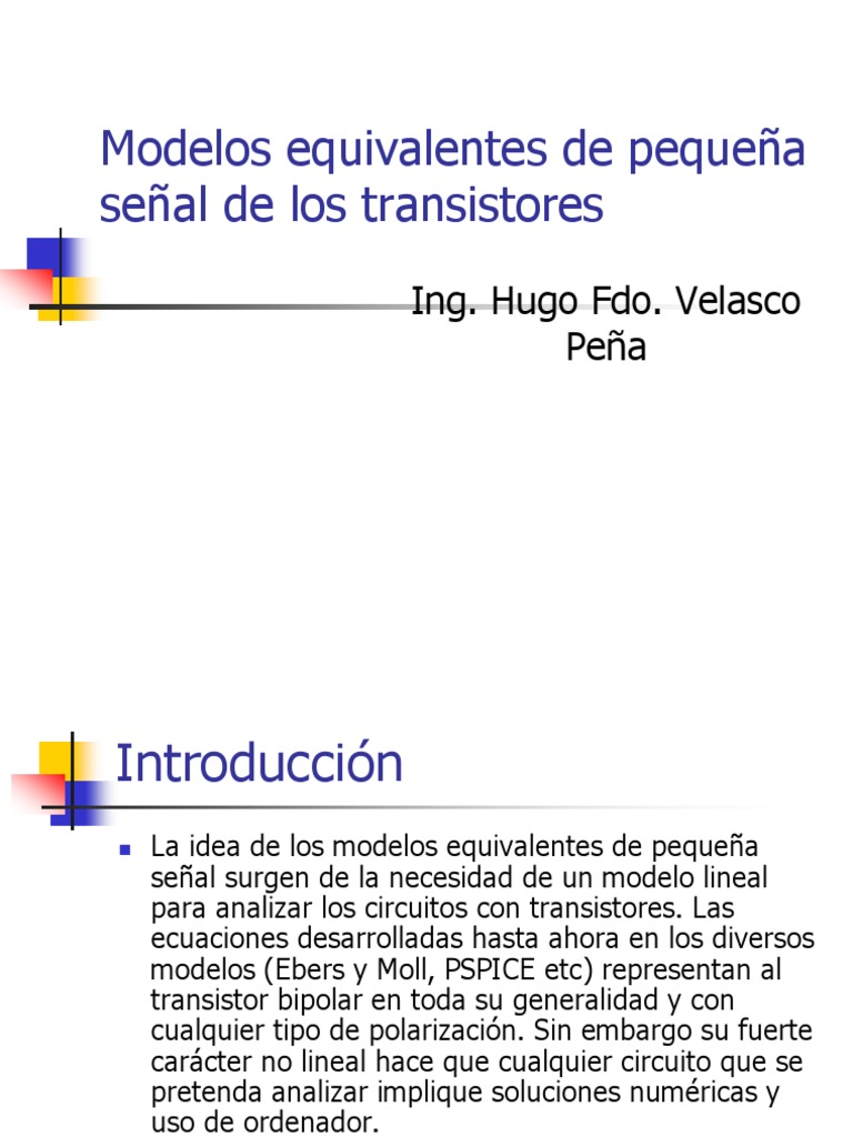 Modelos Equivalentes de Pequeña Señal de Los Transistores | PDF ...