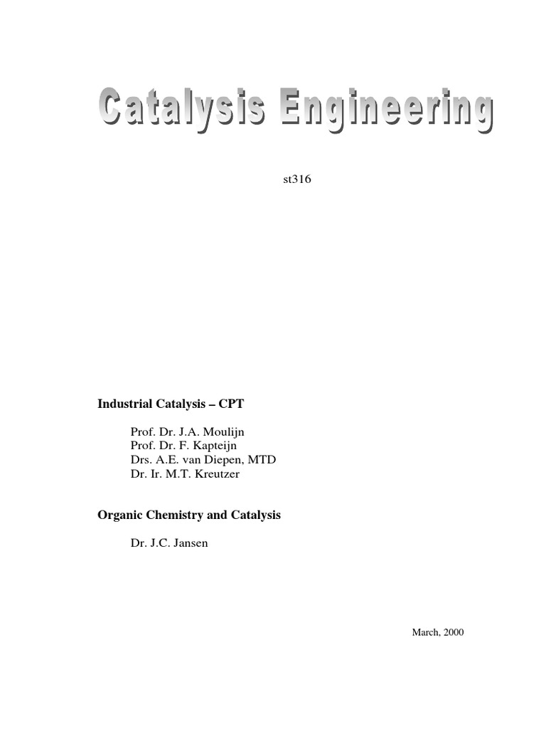 Lecture Notes Catalysis Engineering | PDF | Catalysis | Chemical Reactor