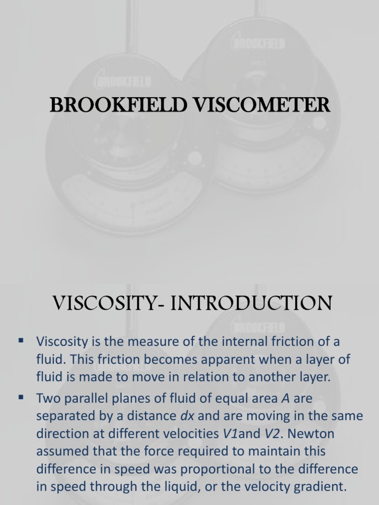 Brookfield Viscometer | PDF | Shear Stress | Viscosity