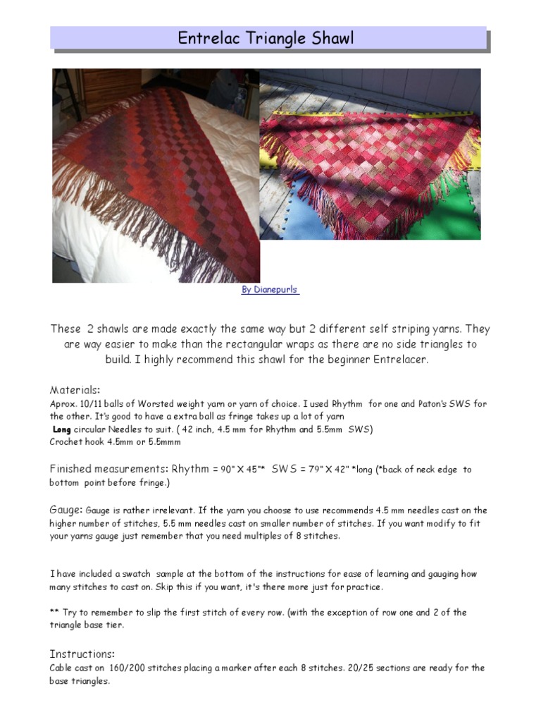 Beginner's Entrelac Triangle Shawl | PDF | Knitting | Crochet