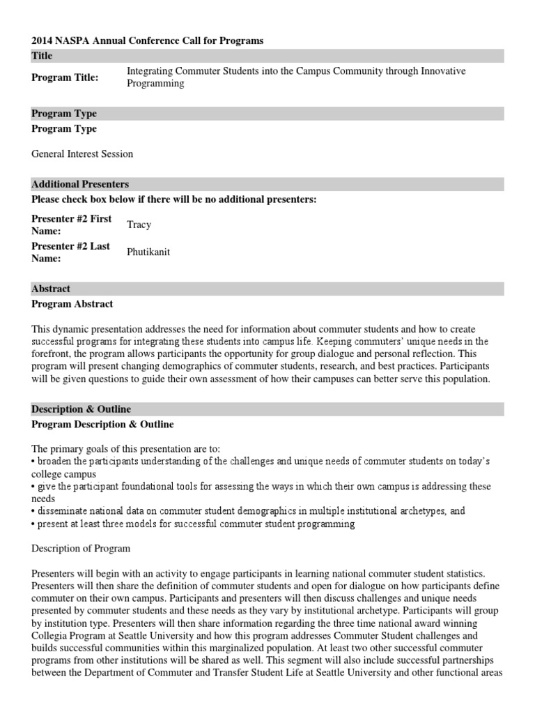 Naspa 2014 Proposal Submitted | PDF | Evaluation | Educational Assessment