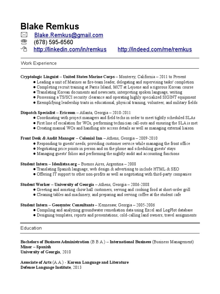 Blake Remkus CV | PDF | Career & Growth