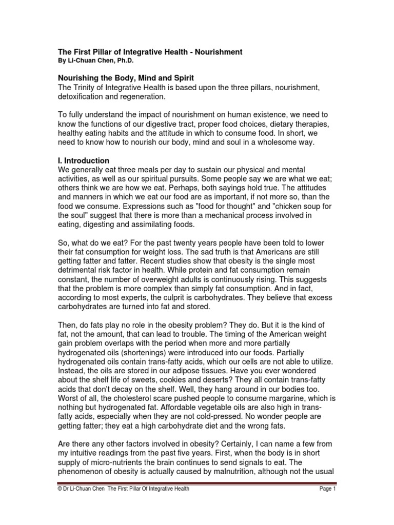 First Pillar of Integrative Health | Download Free PDF | Digestion ...