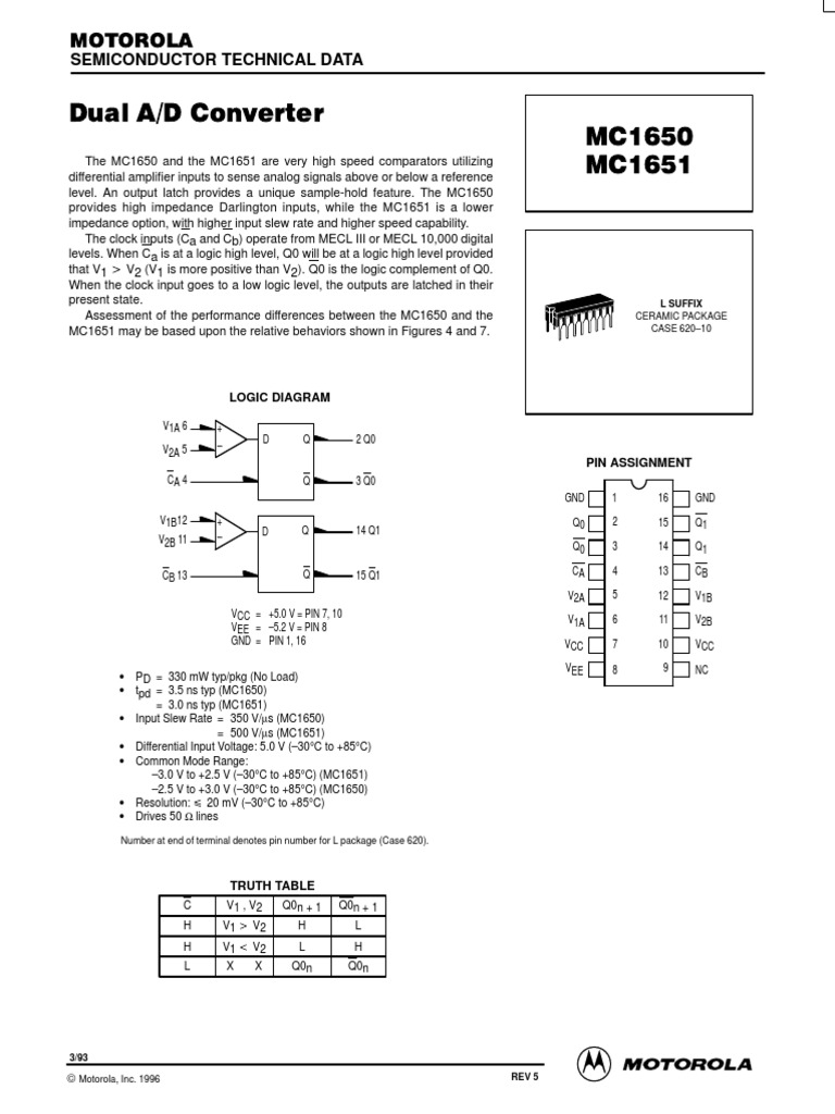 MC1650 DataSheet | PDF | Electrical Engineering | Electricity