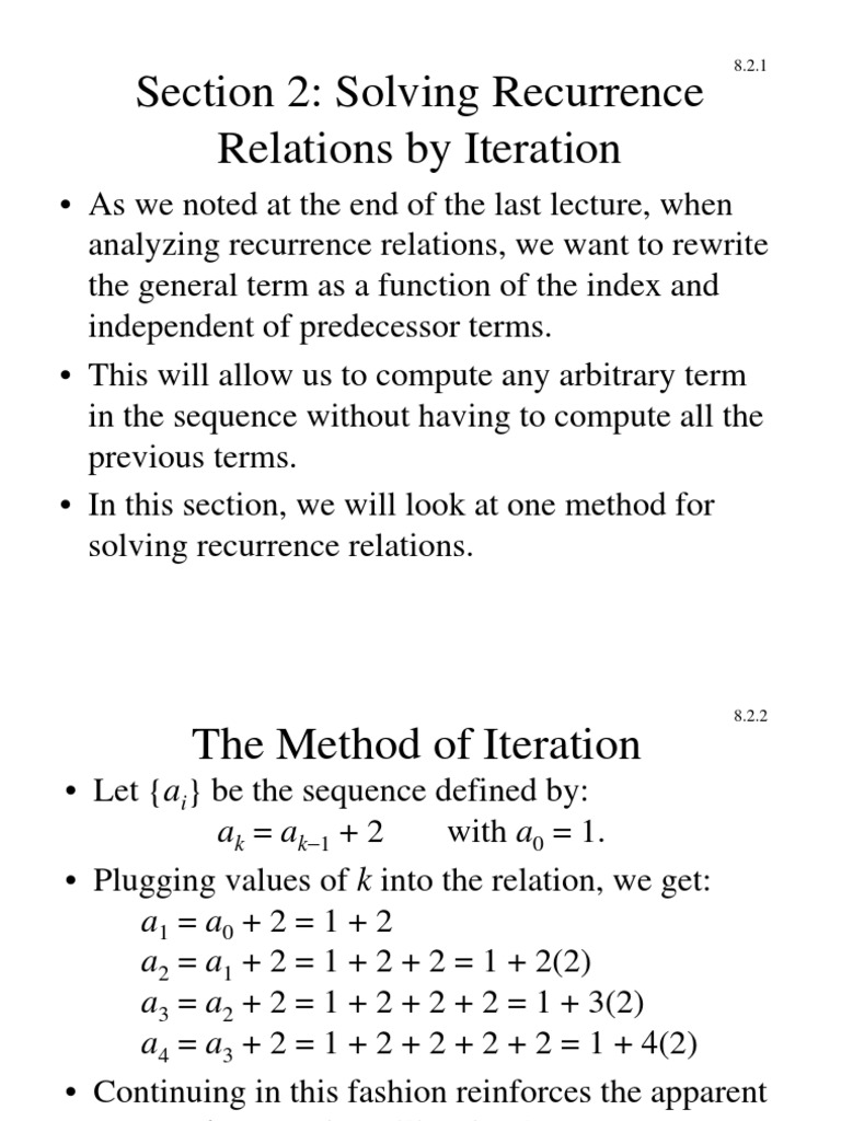 Solving By Iteration Pdf Recurrence Relation Theoretical Computer Science