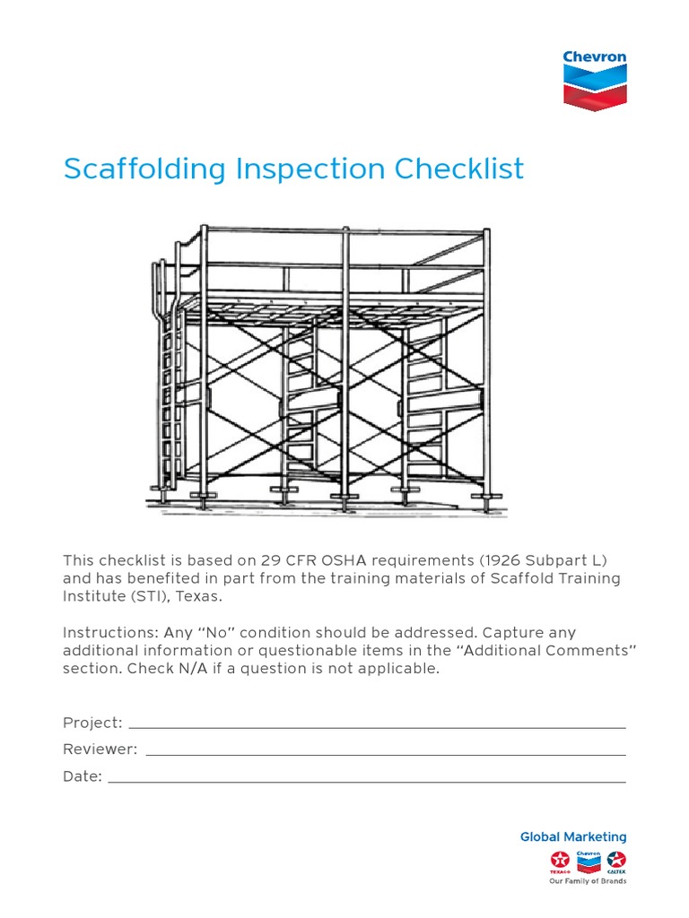 Scaffolding Checklist v1 | PDF | Scaffolding | Framing (Construction)