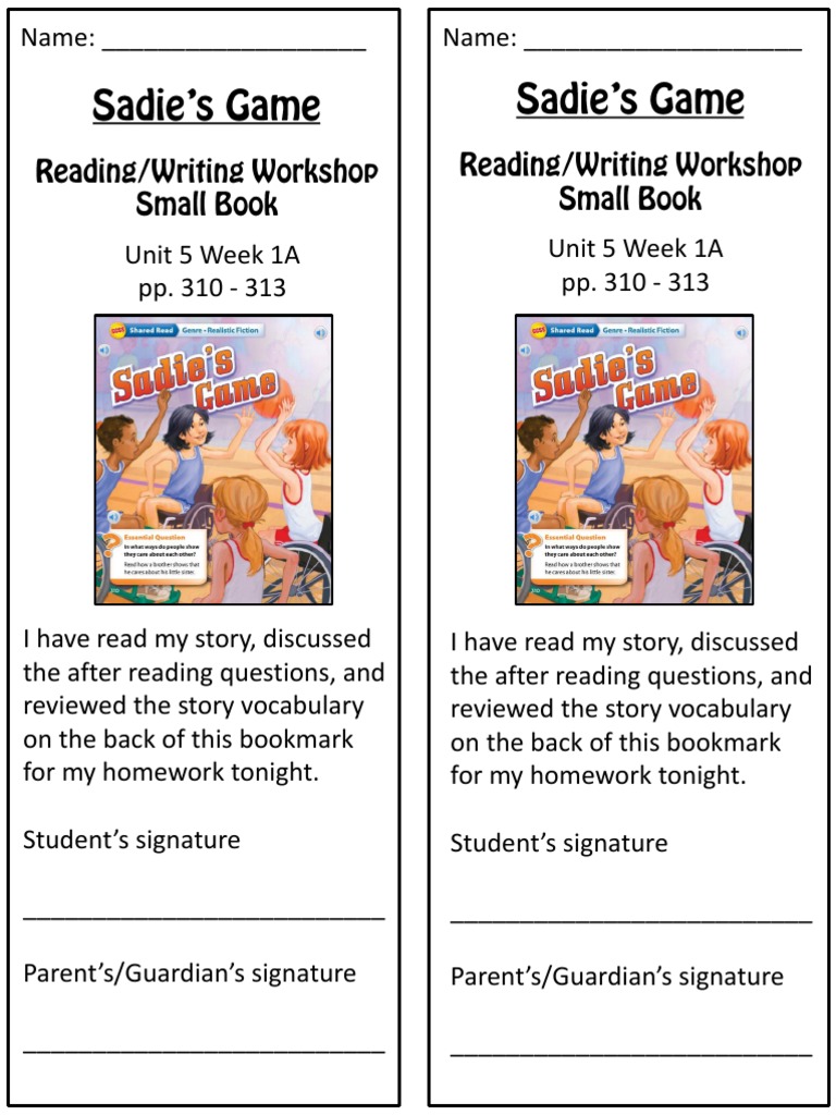5 1a Bookmark Sadies Game | PDF