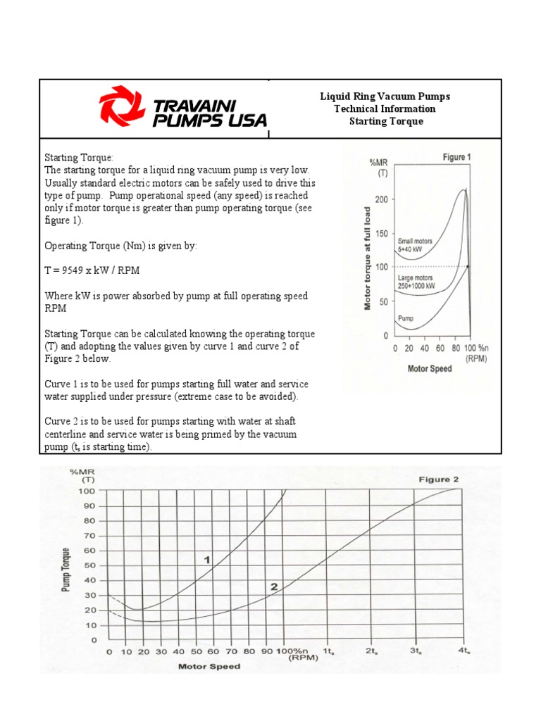 Liquid Ring Vacuum Pump Starting Torque | PDF