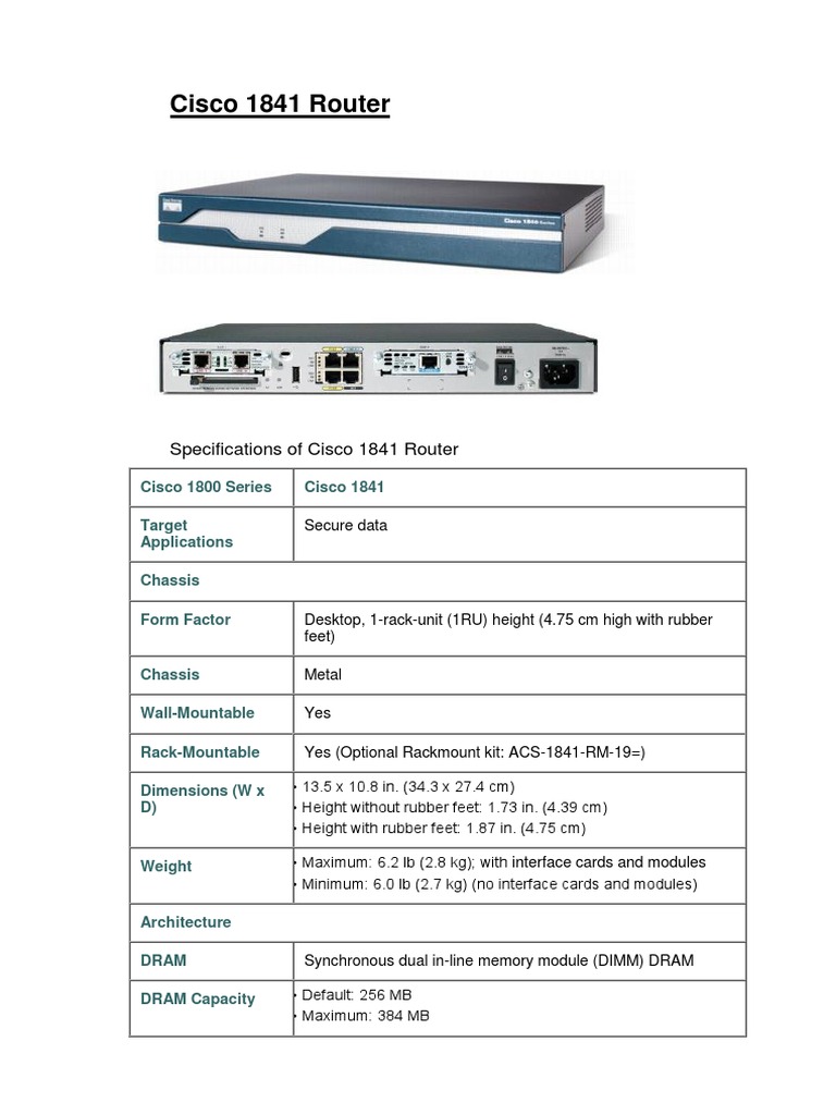 Spesifikasi Cisco 1841 Router | PDF | Power Supply | Electromagnetic ...