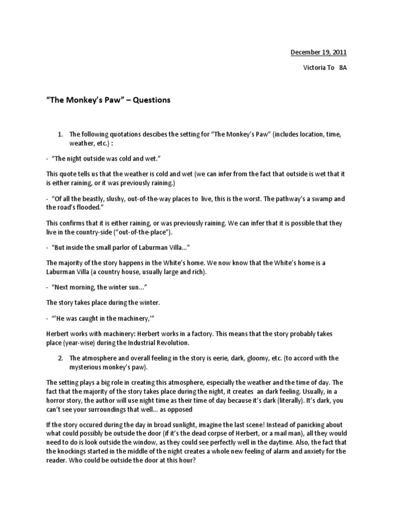 The Monkey's Paw. | PDF