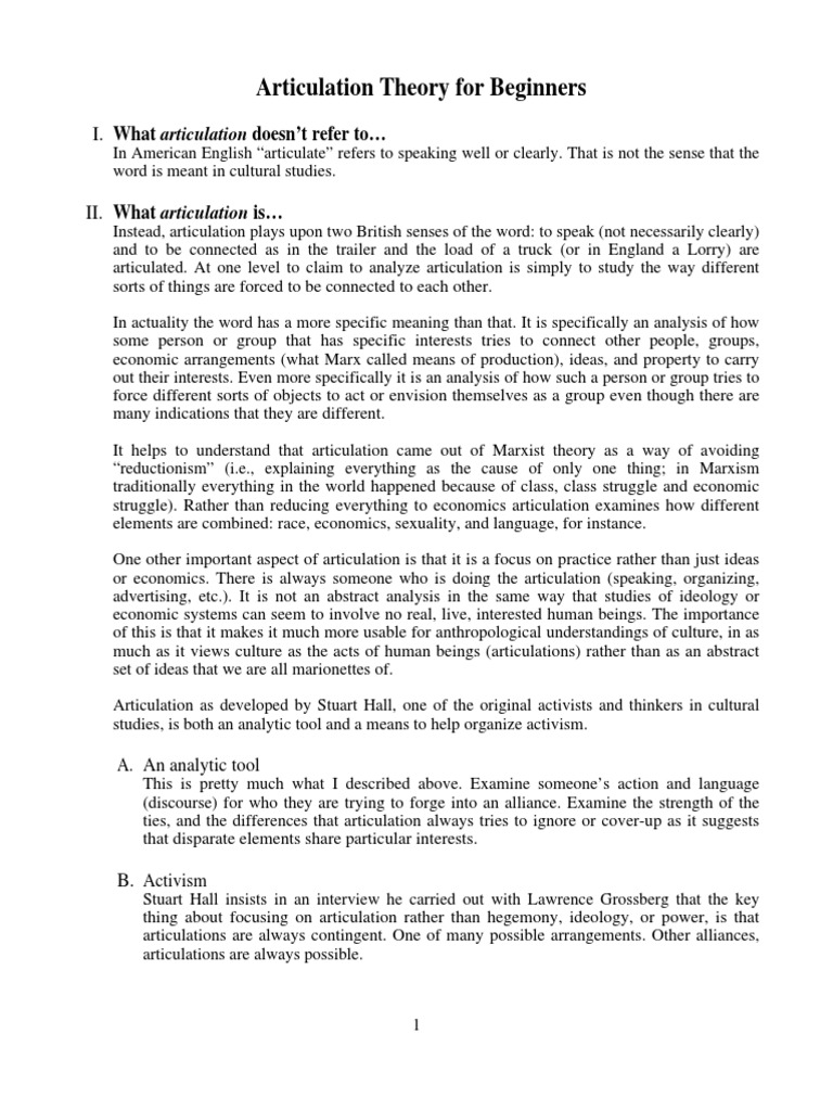 Understanding Stuart Hall's Articulation Theory | PDF | Social Science