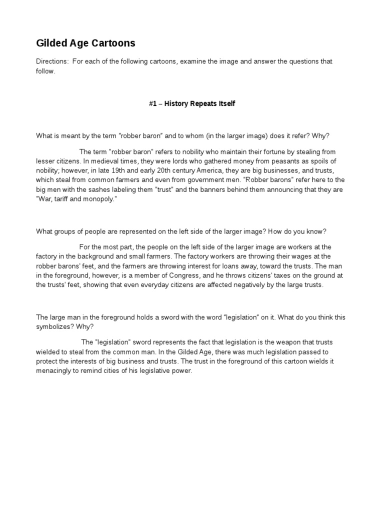 Gilded Age Political Cartoons Analysis | PDF | Economies