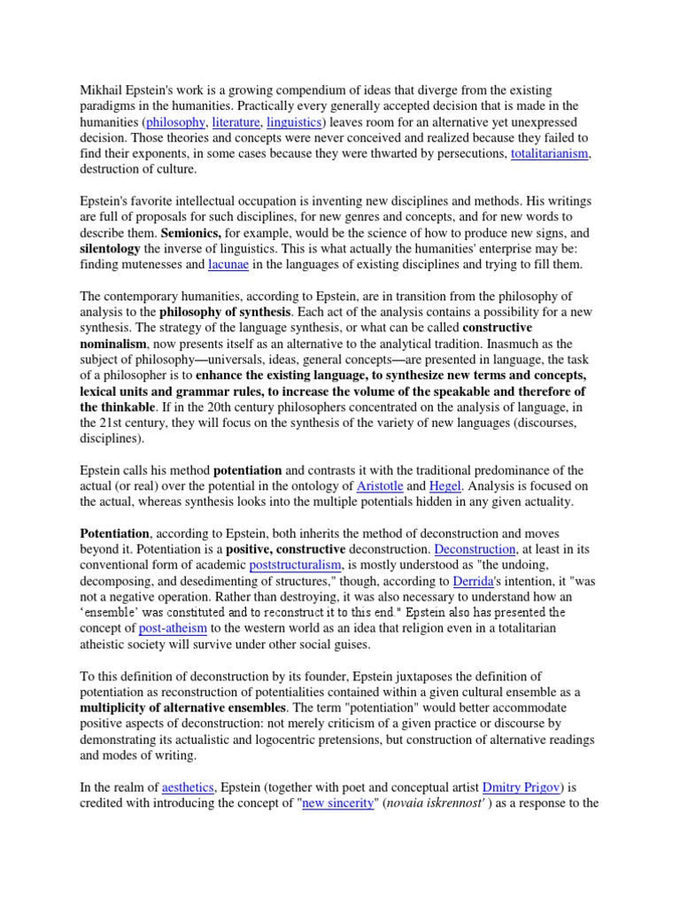 Mikhail Epstein | PDF | Deconstruction | Humanities