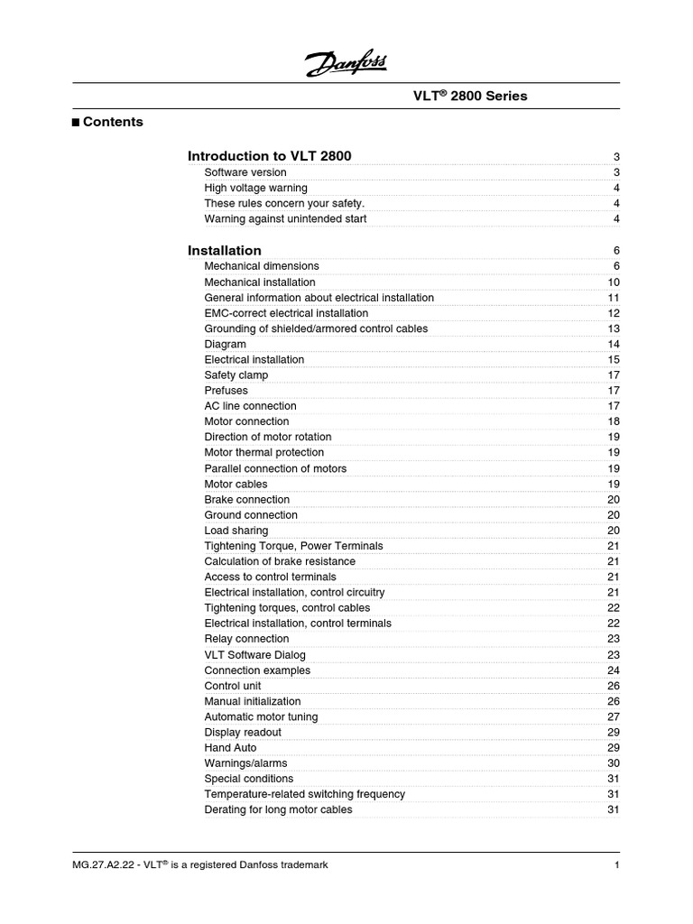 Danfoss VLT 2800 | PDF | Parameter (Computer Programming) | Mains Electricity