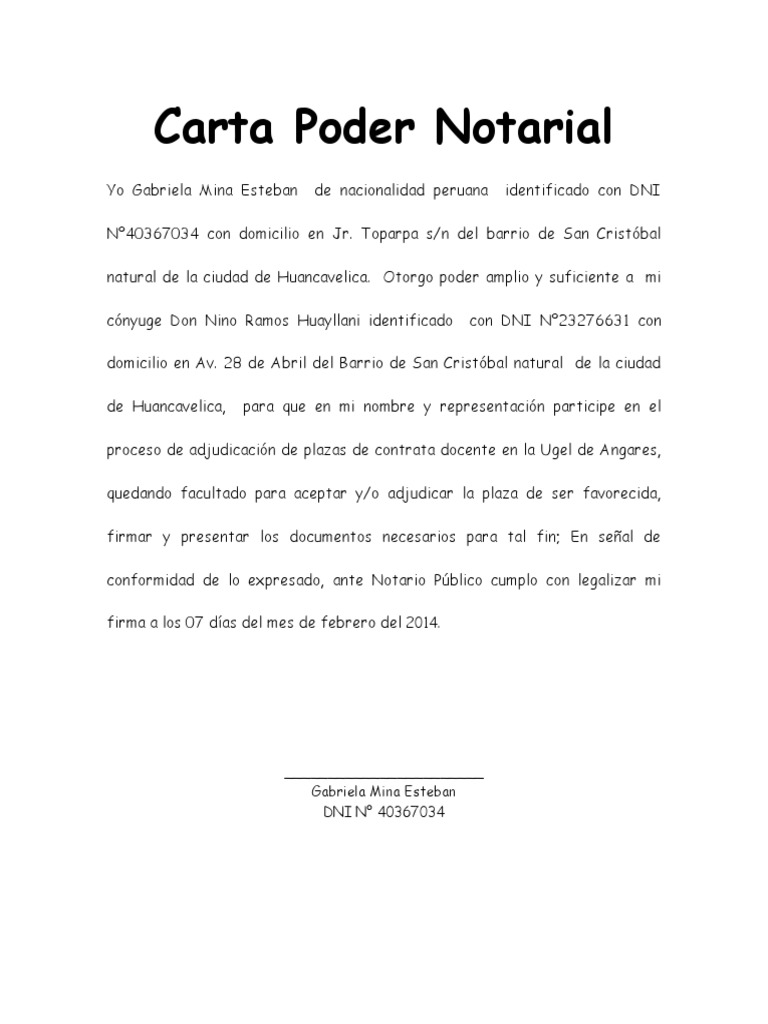 Carta Poder Notarial | PDF