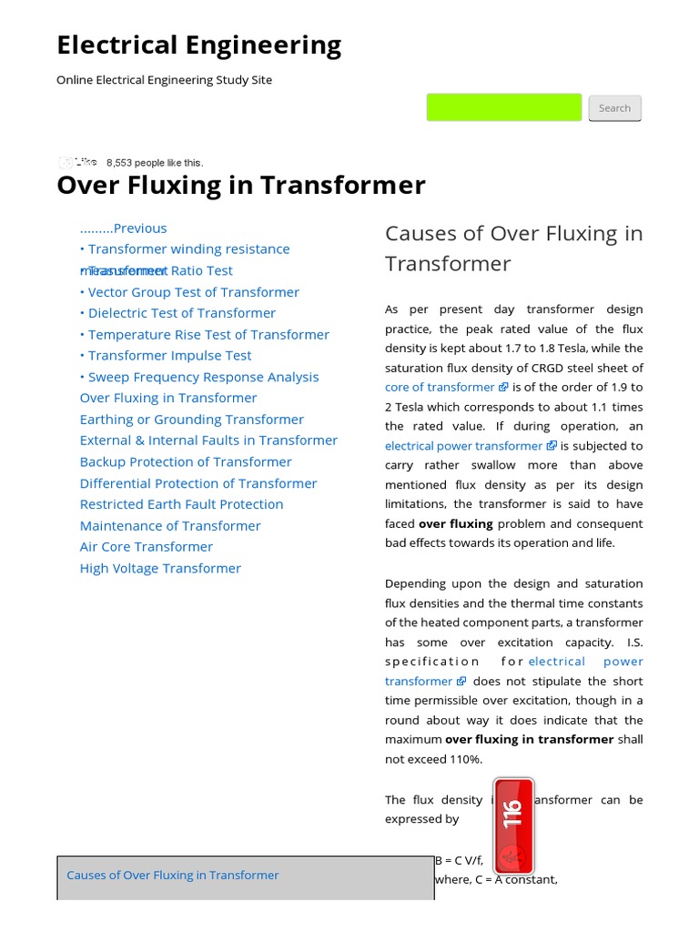 Over Fluxing in Transformer - Electrical Engineering | Download Free ...