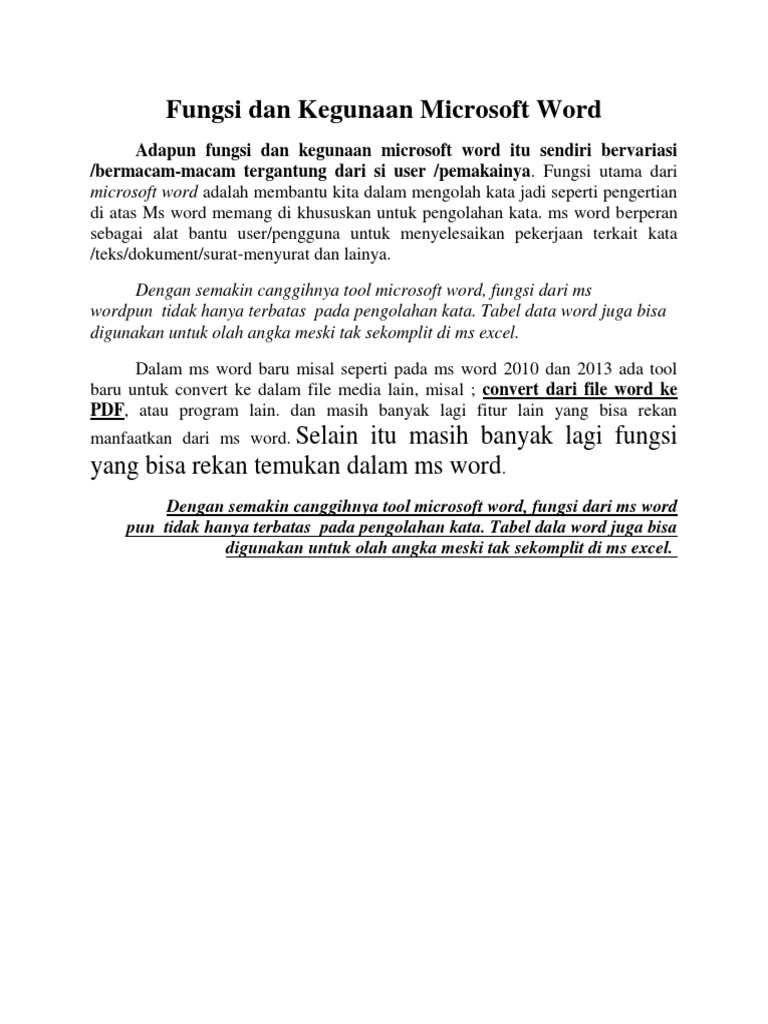 Fungsi Dan Kegunaan Microsoft Word | PDF