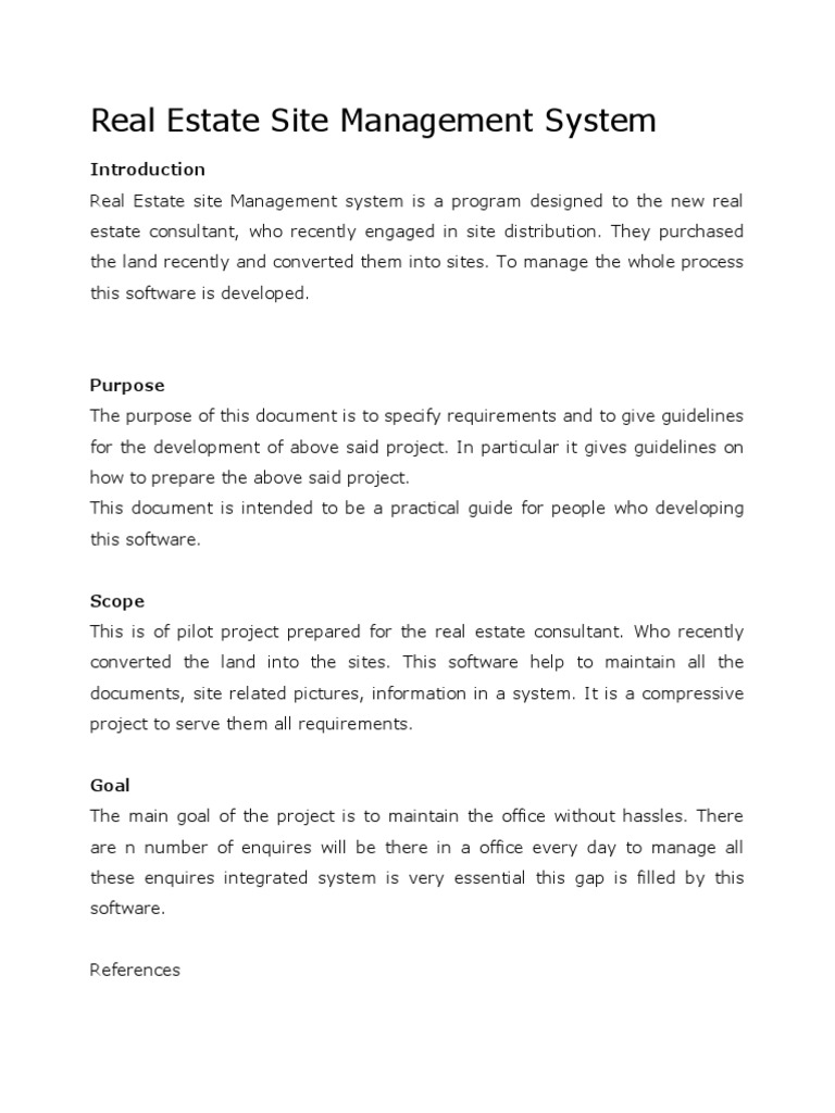 Real Estate Site Management System Synopsis | PDF
