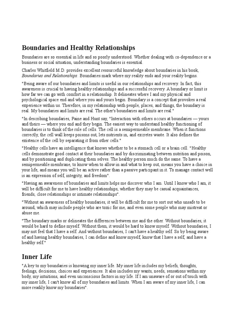 Boundaries and Healthy Relationships | PDF | Metaphysics Of Mind ...
