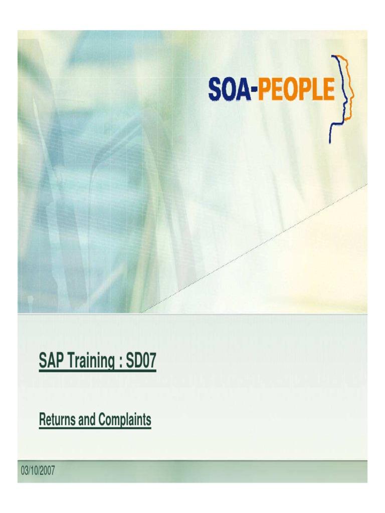 Sap SD Returns and Complaints Process in Sap | PDF | Computing | Business