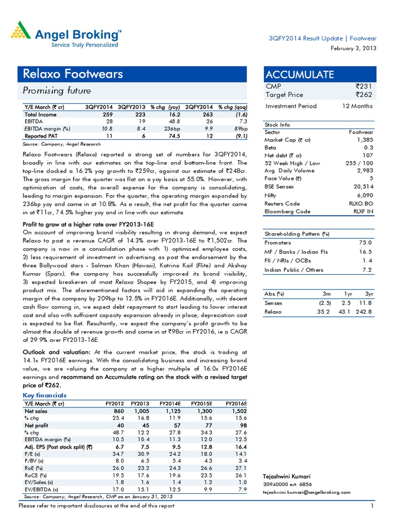 Relaxo Footwears: Promising Future | PDF | Financial Analyst | Stocks