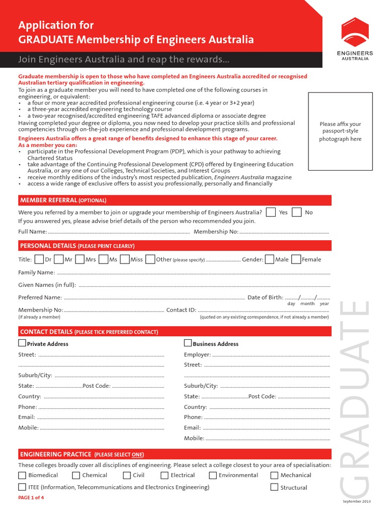 Graduate Member Form of Institution of Engineers Australia | PDF ...