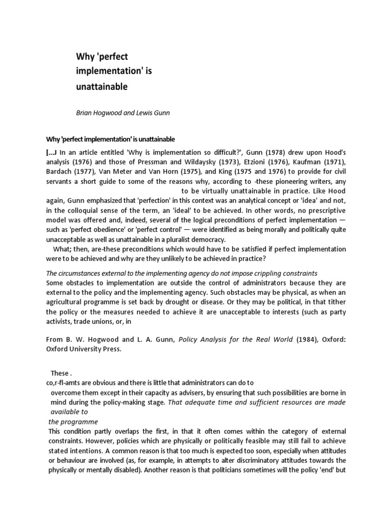 Perfect Implementation | PDF | Top Down And Bottom Up Design | Policy