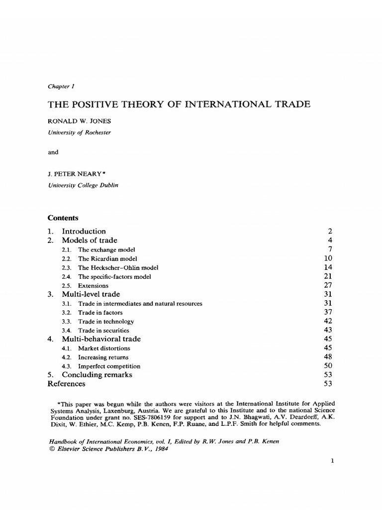 The Positive Theory of International Trade | PDF | Comparative ...