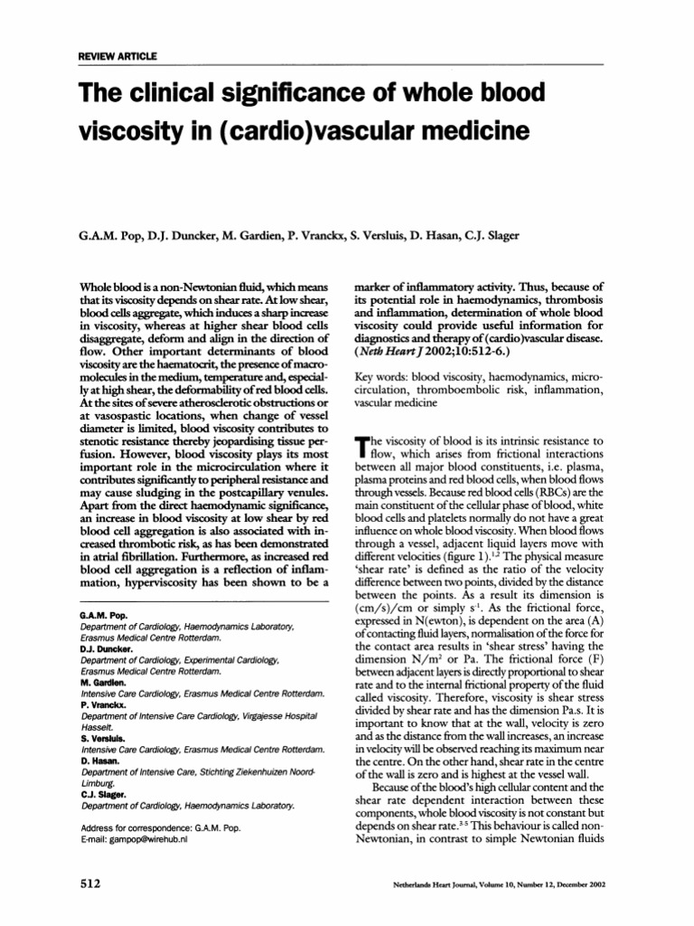 The Clinical Significance of Whole Blood Viscosity in Cardiovascular ...