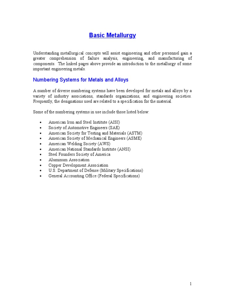 Basic Metallurgy | PDF | Steel | Stainless Steel