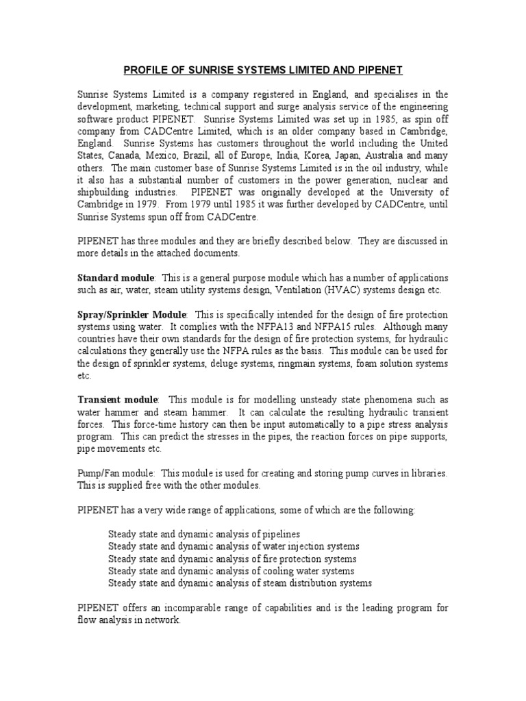 PIPENET Trainingagenda | PDF | Fire Sprinkler System | Water Supply Network