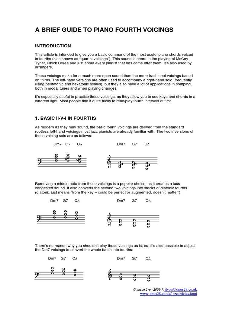 Fourth Voicings for Piano | Minor Scale | Chord (Music)