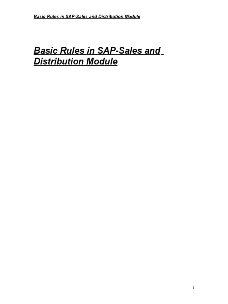 Basic Rules in SAP SD Module | PDF