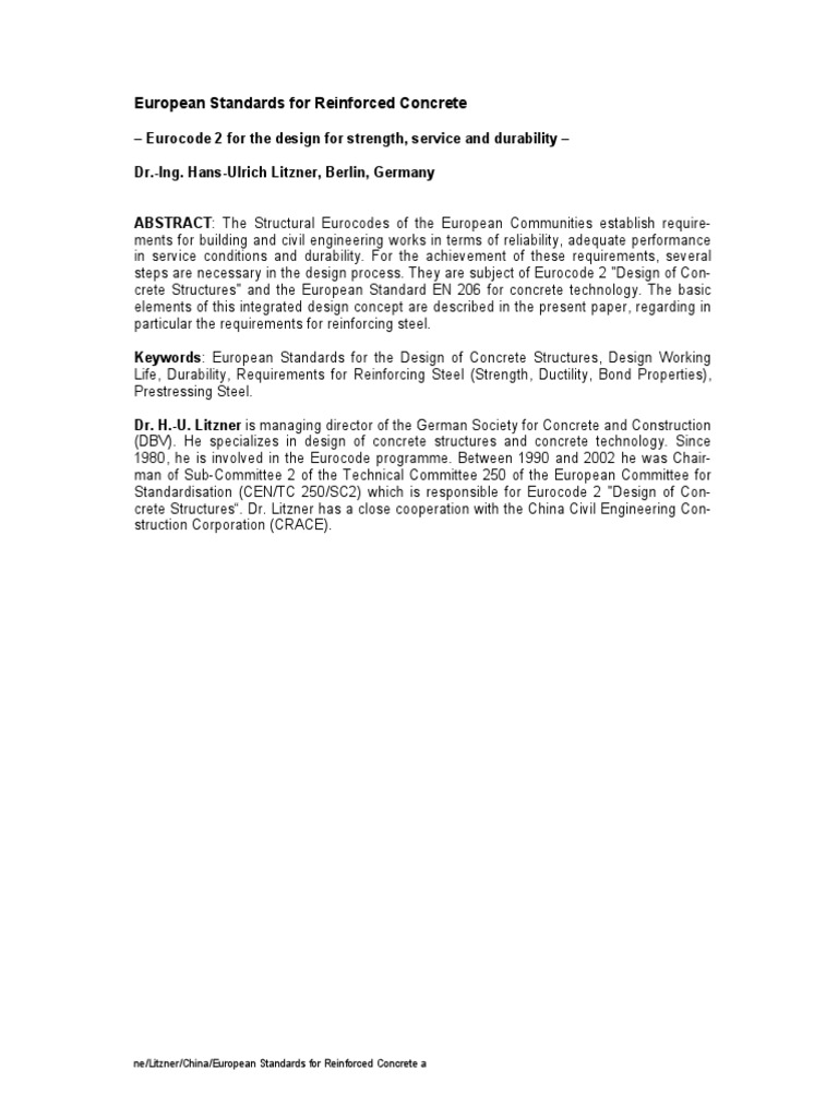 European Standards For Reinforced Concrete | PDF | Prestressed Concrete ...