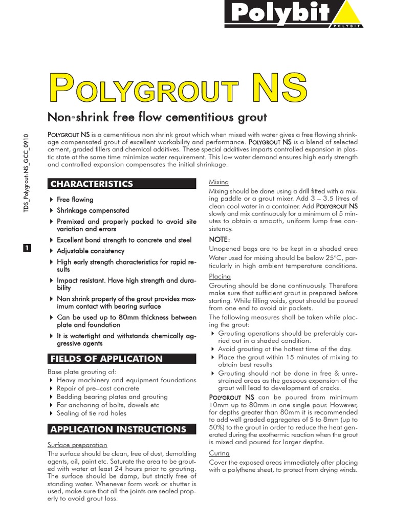 Polygrout Ns | PDF | Concrete | Building Engineering