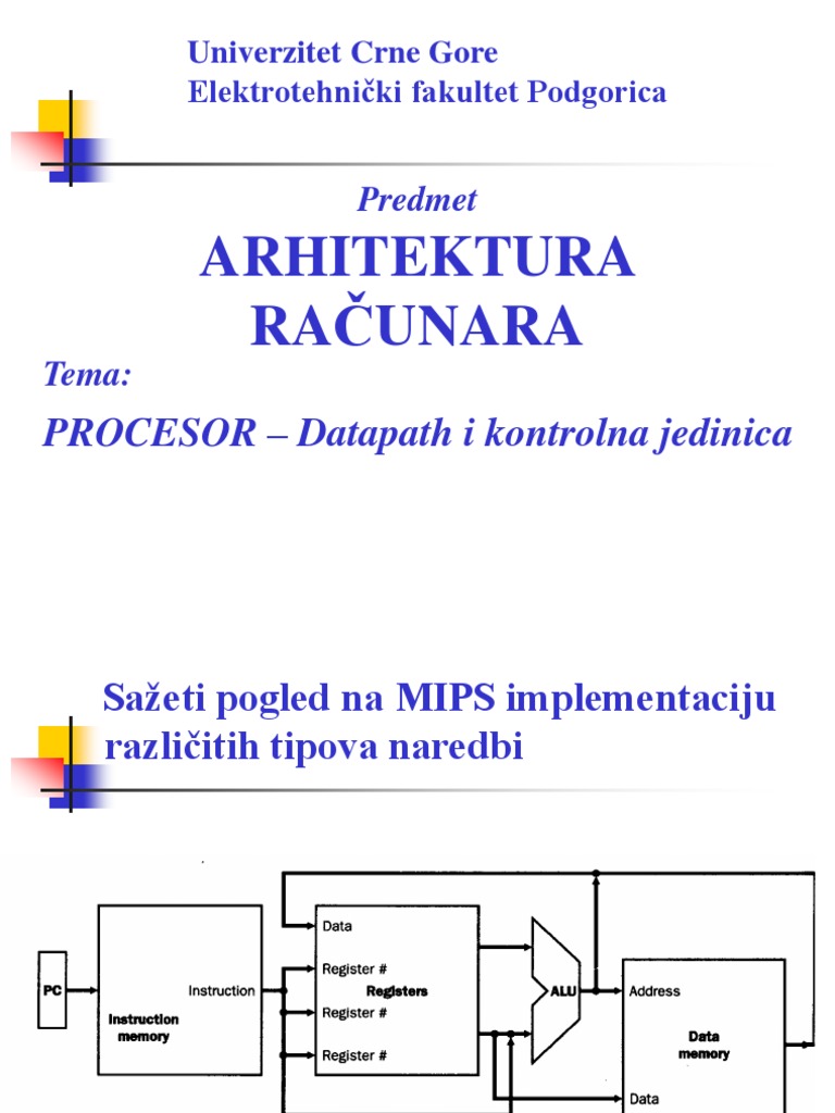 MIPS Procesor: Datapath i Kontrola | PDF | Teaching Methods & Materials ...